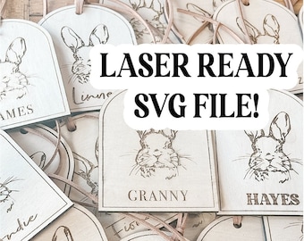 Instant Digital Download Bunny Tag SVG File Perfect for Glowforge and ...