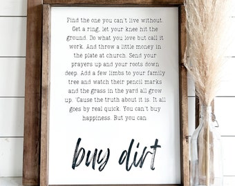 Buy Dirt Framed Sign Song Lyric Sign Country Song Farmhouse Decor Wall ...