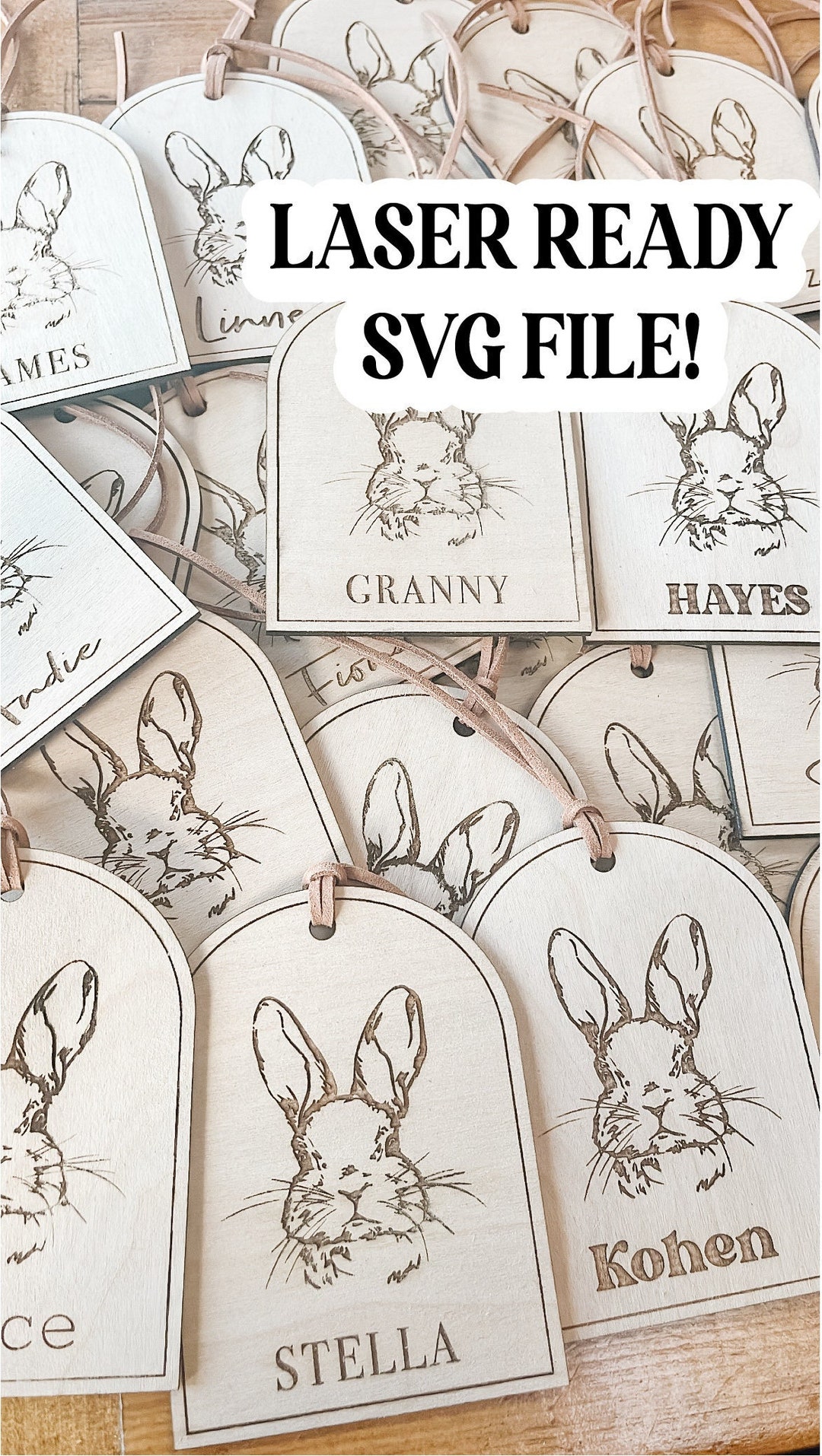 Easter Bunny Tag SVG FILE - Etsy
