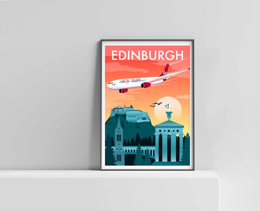 Virgin Atlantic Edinburgh Retro Travel Poster Art - Etsy