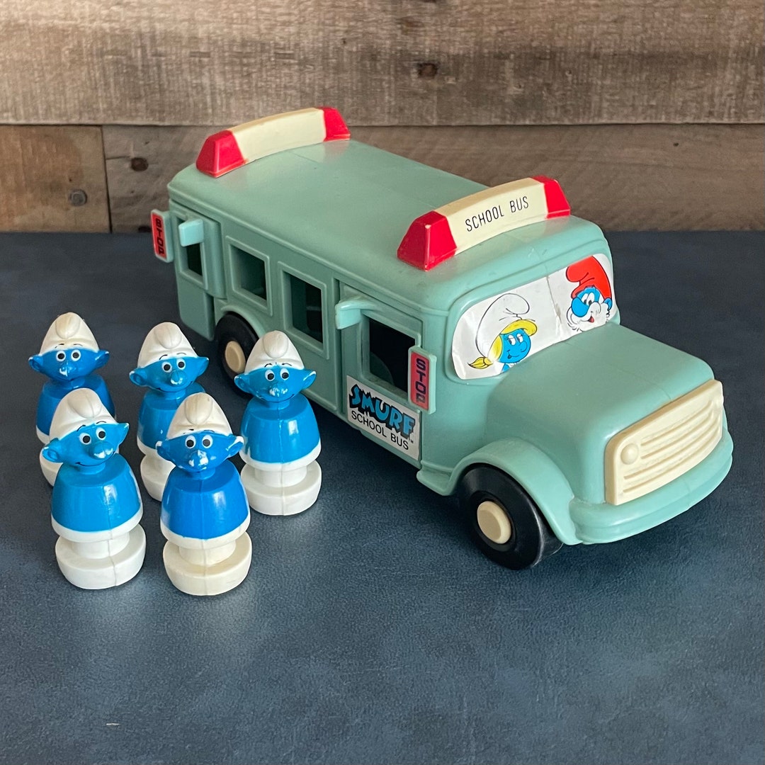 Vintage Smurf School Bus - Etsy