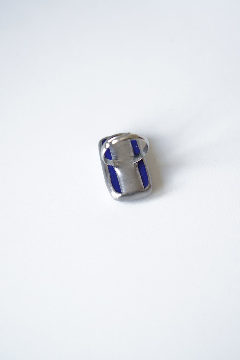 Iridescent Cobalt Blue Stained Glass Ring Statement Fused - Etsy
