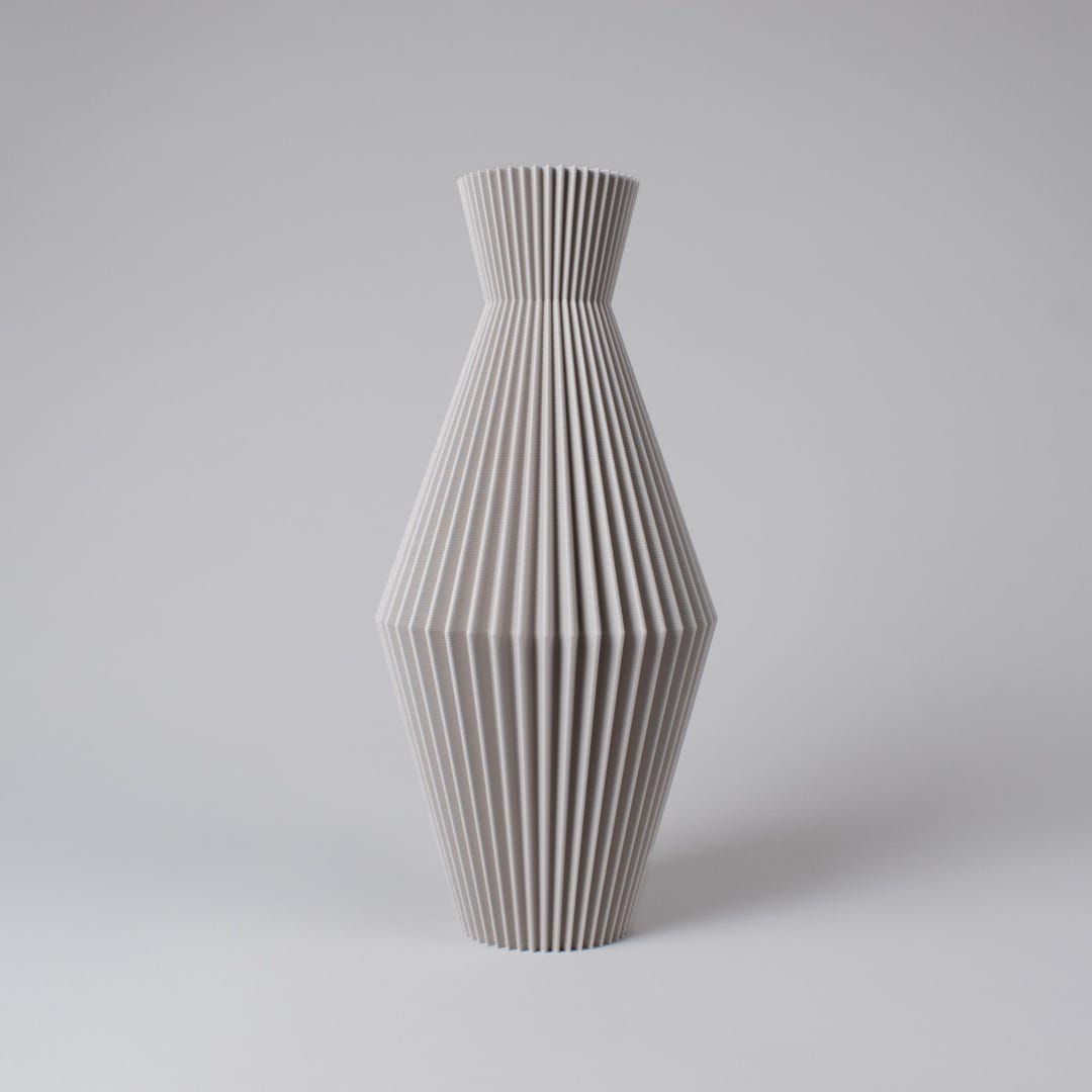 Origami Vase fold Greige, Modern 3D Printed Design Vase With Folded ...