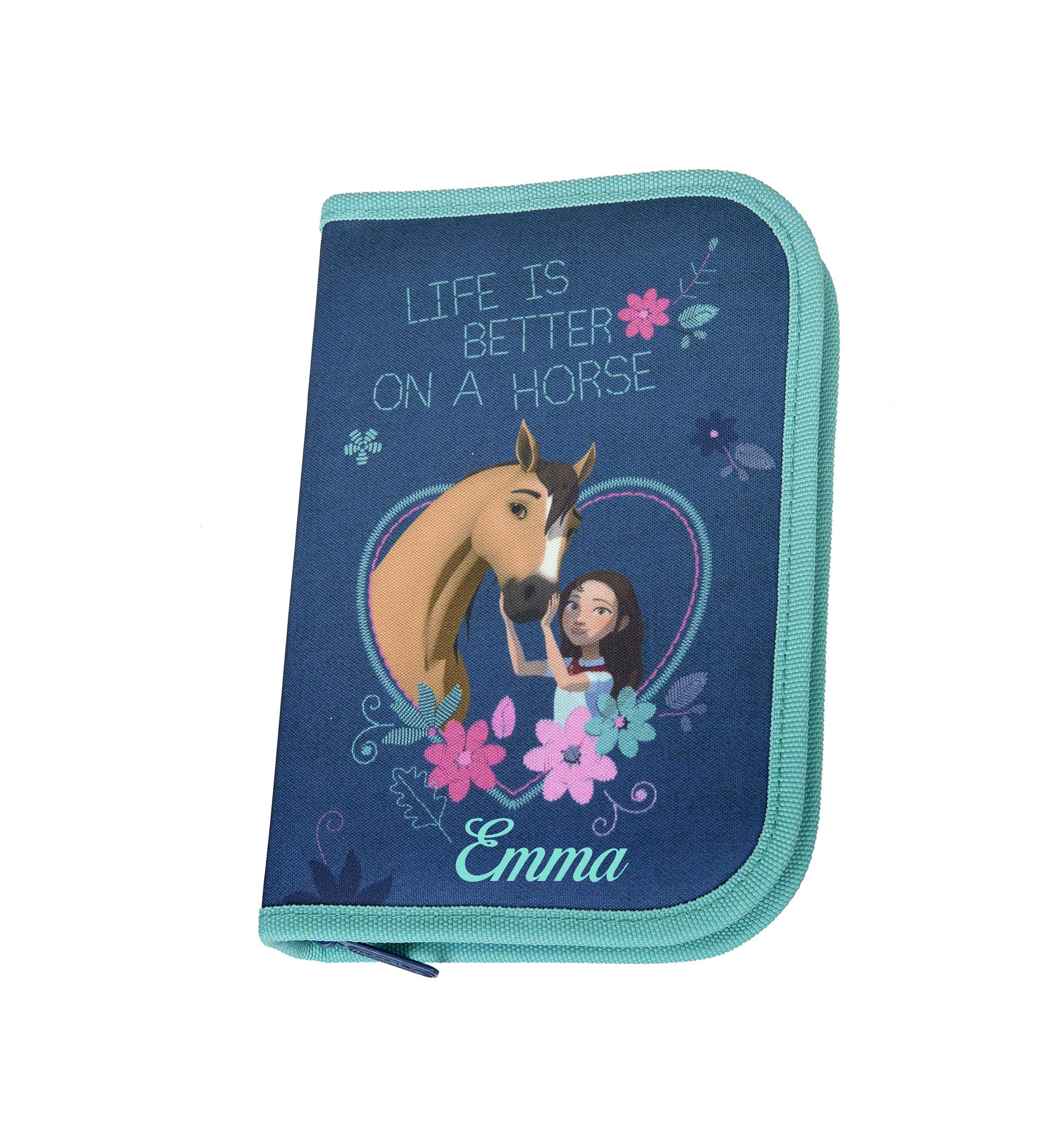 Federmappe mit Namen Motiv Spirit Pferd für Mädchen in blau | Etsy