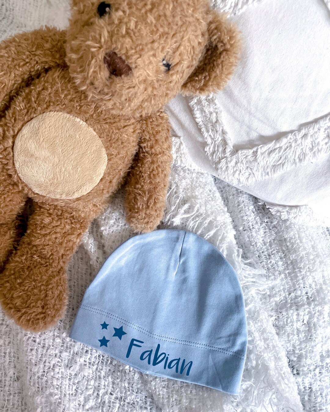 Small Baby Hat With Name and Stars | Personalized Beanie Hat for Babies ...