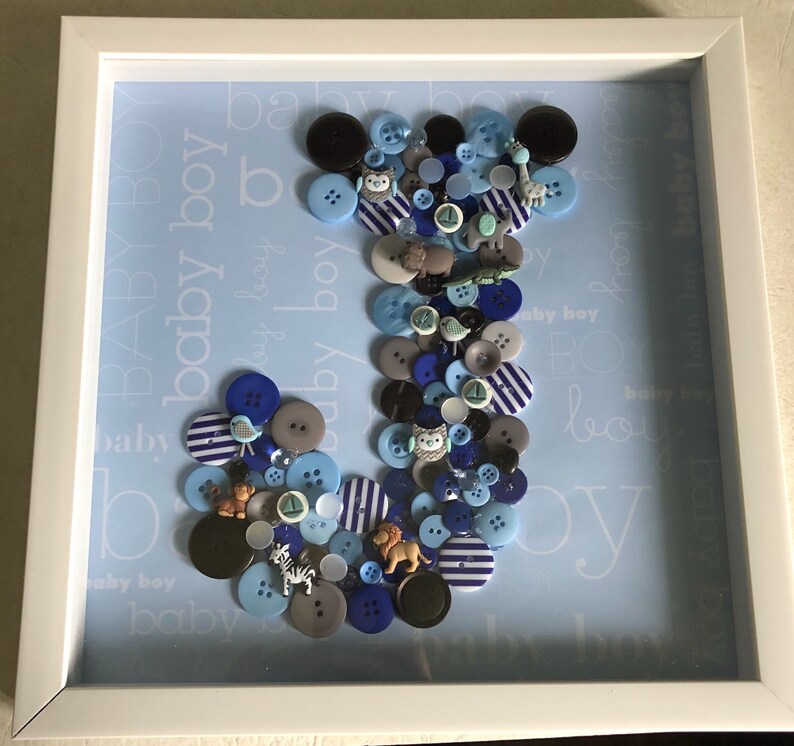 Personalized Button Letter in Shadow Box - Etsy