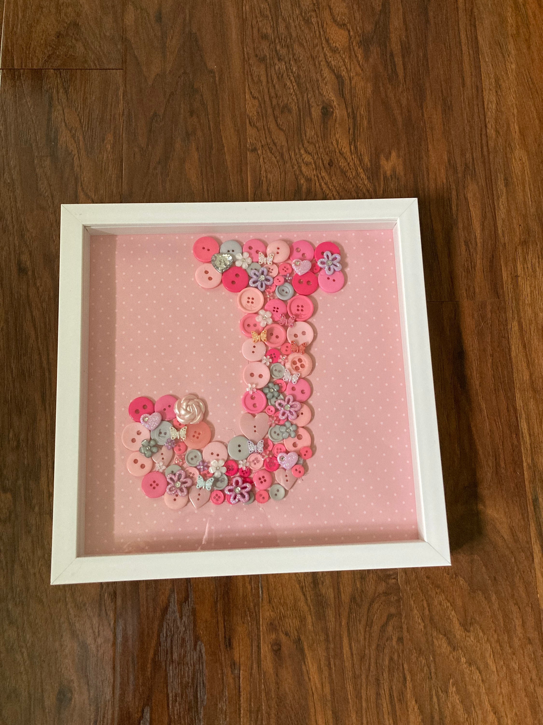 Personalized Button Letter in Shadow Box - Etsy