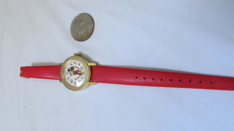 Mickey Mouse Watch Red Band swiss Made Walt Disney Production Winding ...