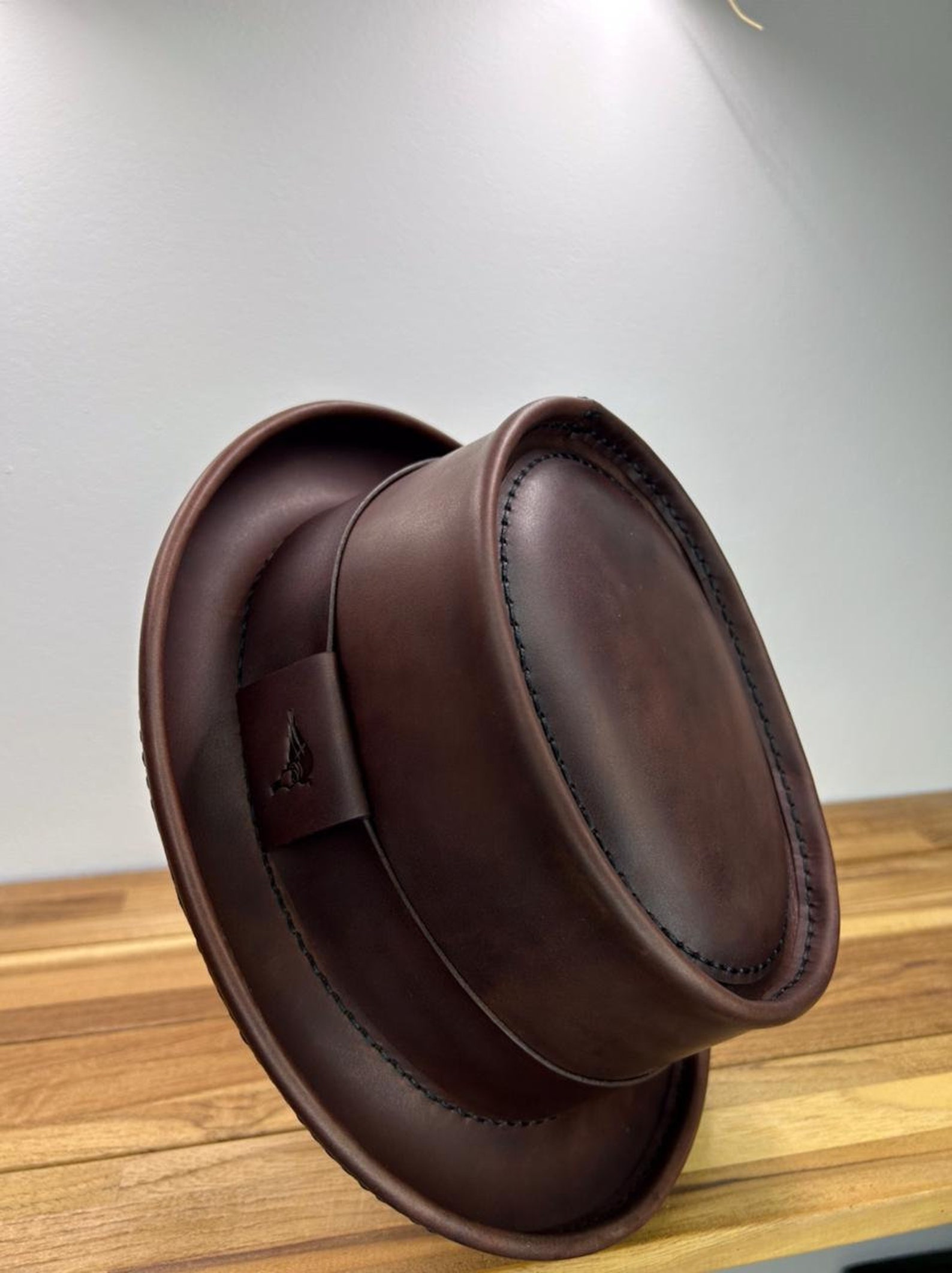 Leather Pork Pie Hat (made to Order) , Genuine Leather Hand Stitched ...