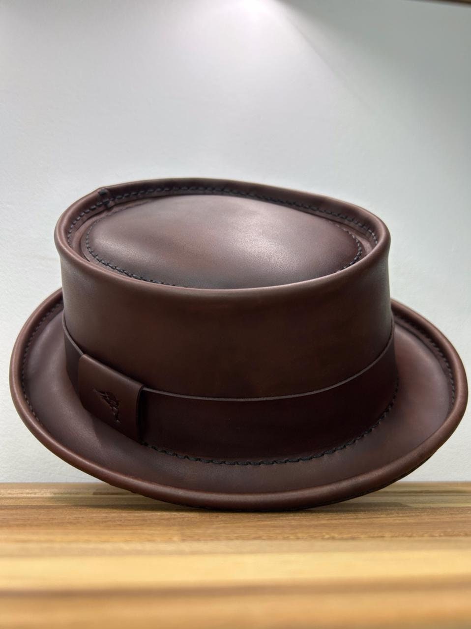 Leather Pork Pie Hat (made to Order) , Genuine Leather Hand Stitched ...