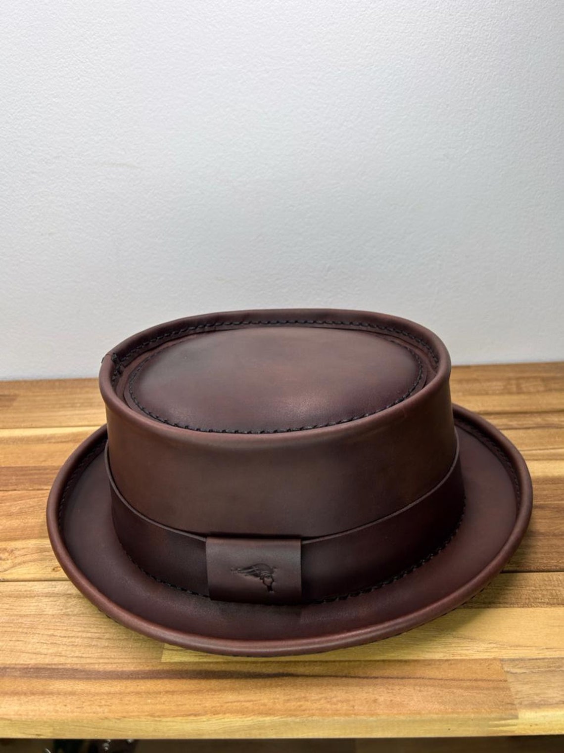 Leather Pork Pie Hat (made to Order) , Genuine Leather Hand Stitched ...