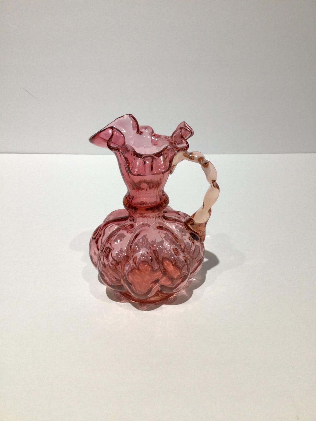 Fenton Diamond Optic Ruby Overlay Jug - Etsy