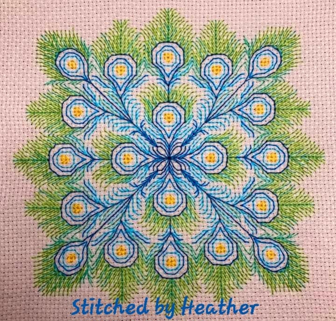 Peacock Feather Mandala 2 Blackwork Chart - Etsy