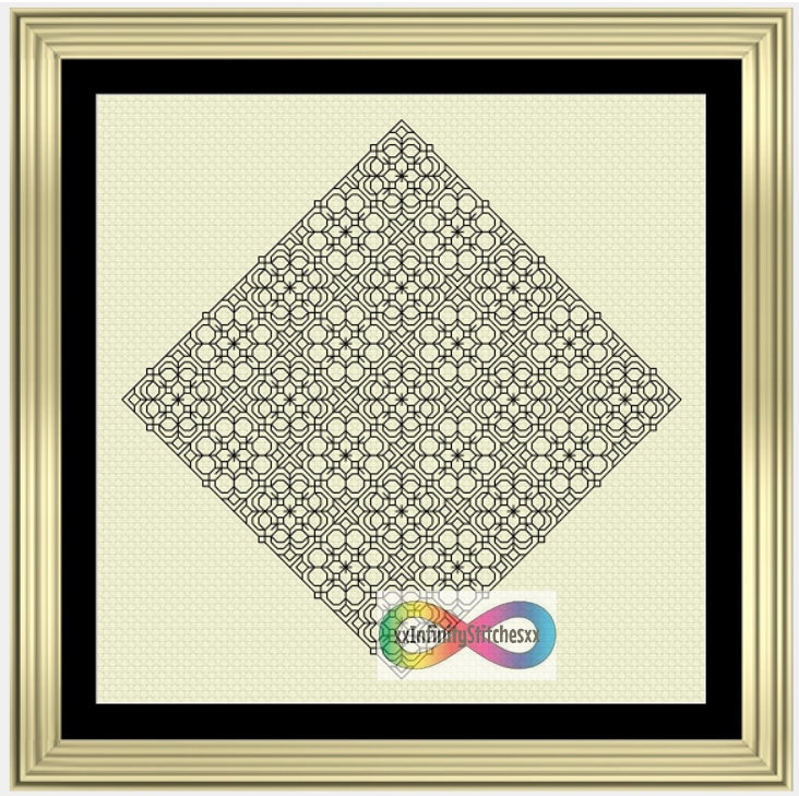 Tudor Rose Lace Diamond Blackwork Chart - Etsy