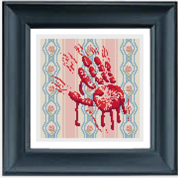 Wallpaper Blood Handprint Cross Stitch Chart - Etsy Singapore