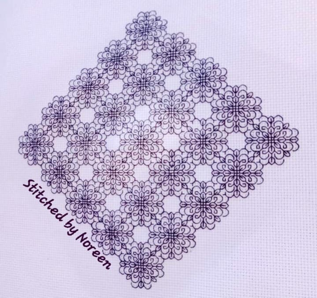 Fluffy Flowers Lace Diamond Blackwork Chart - Etsy