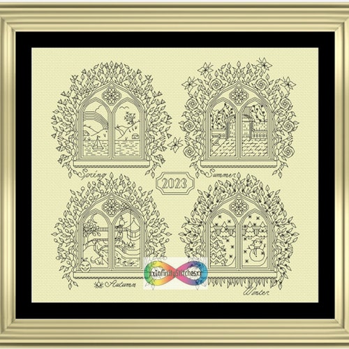 Four Seasons Windows Blackwork Chart - Etsy