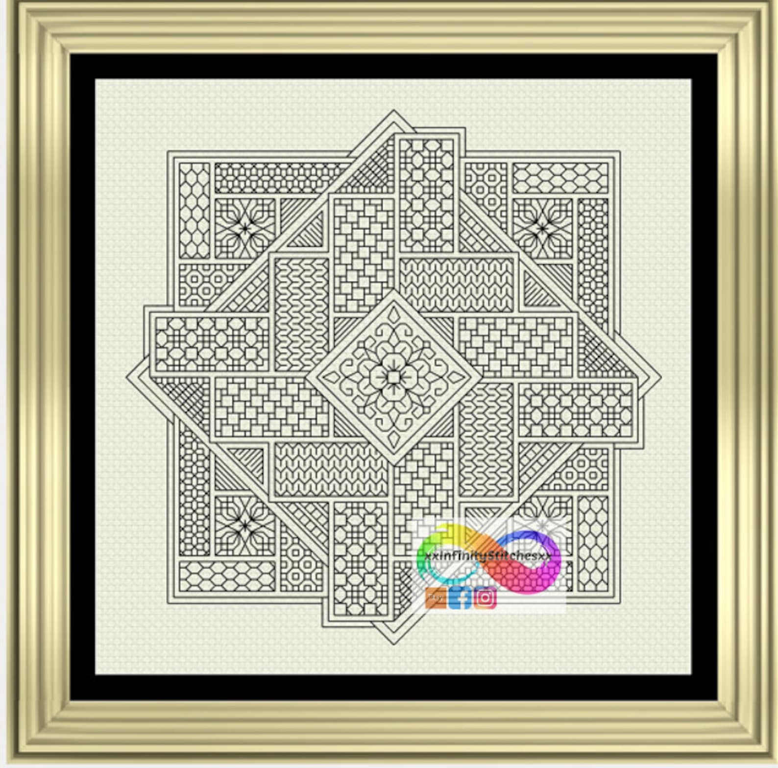 Lacework Tiles Sampler Blackwork Chart - Etsy