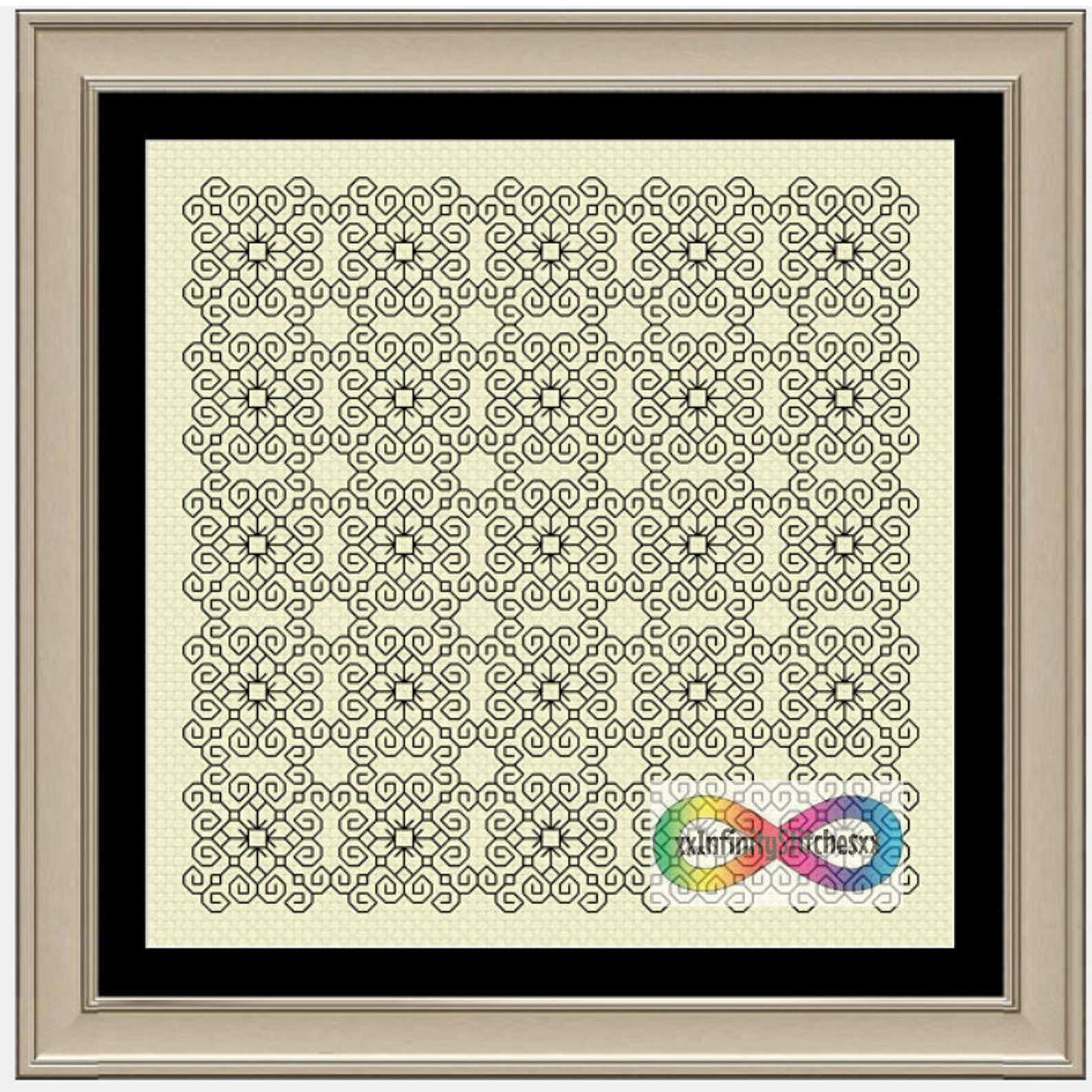 Filigree Lace Flowers Blackwork Chart - Etsy