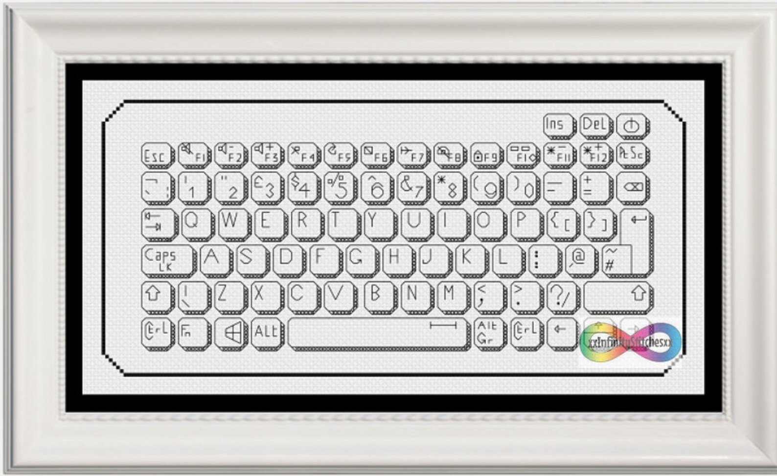 Qwerty Keyboard Blackwork Chart - Etsy