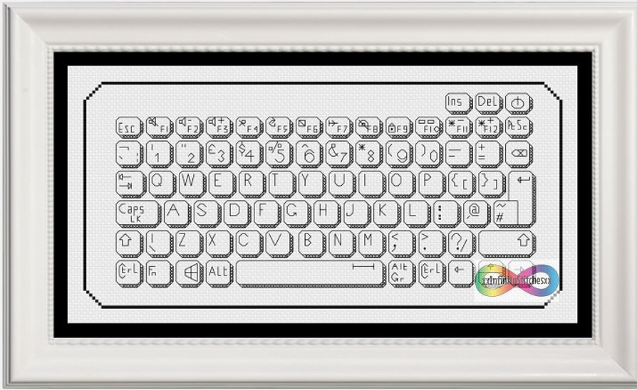 Qwerty Keyboard Blackwork Chart - Etsy