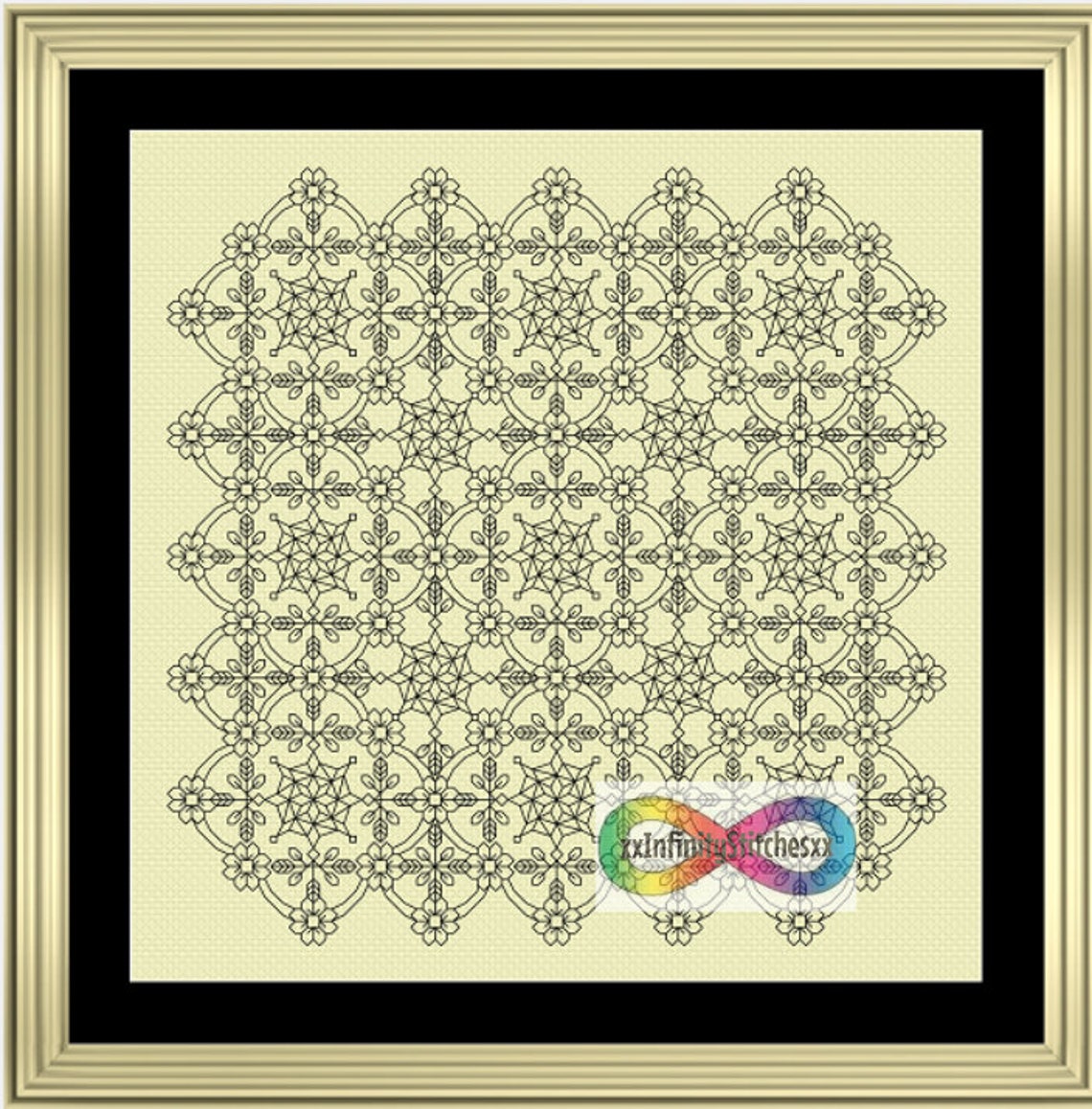 Floral Elegance Blackwork Chart - Etsy