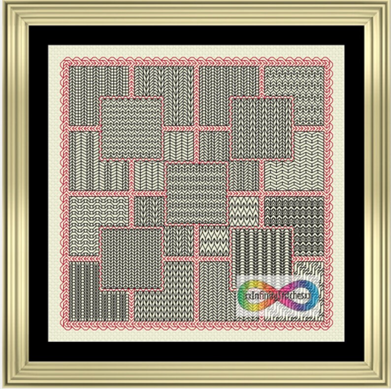 Knitted Patchwork Quilt Blackwork Chart - Etsy