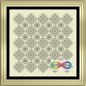 Double Flowers Lace Square Blackwork Chart - Etsy