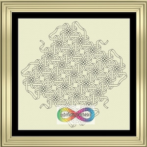 Flowers and Ribbons Diamond Blackwork Chart - Etsy