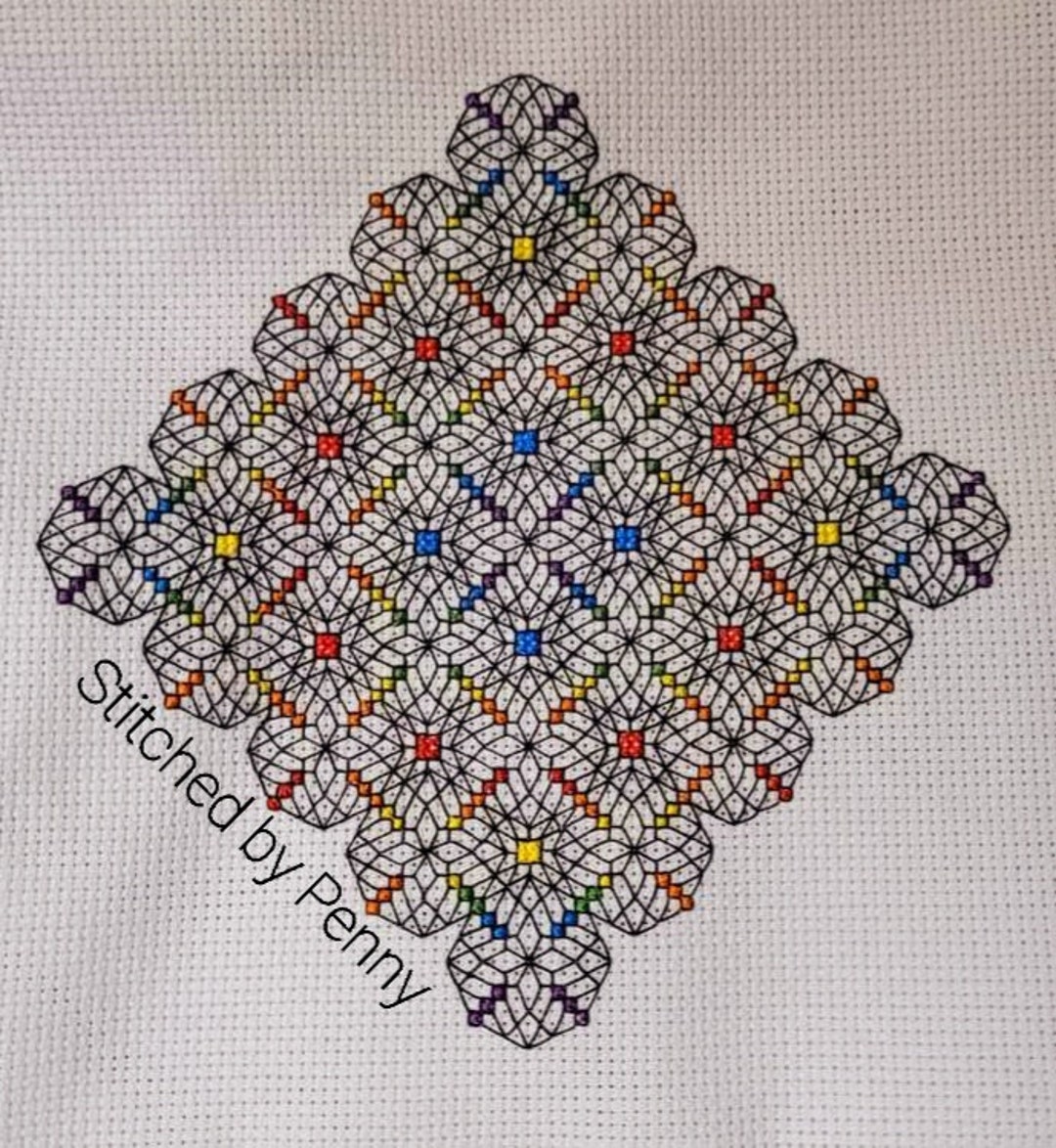 Jewelled Triangles Blackwork Chart - Etsy