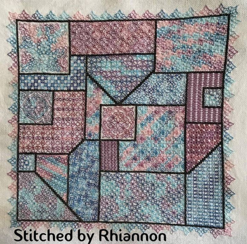 Crazy Patchwork Sampler Blackwork Chart - Etsy