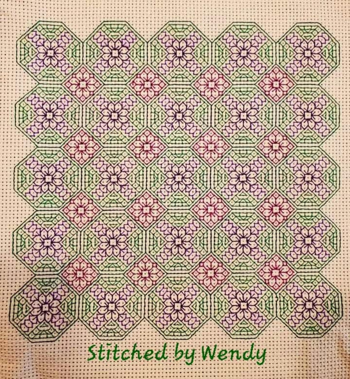 Octagonal Flower Tiles Blackwork Chart - Etsy