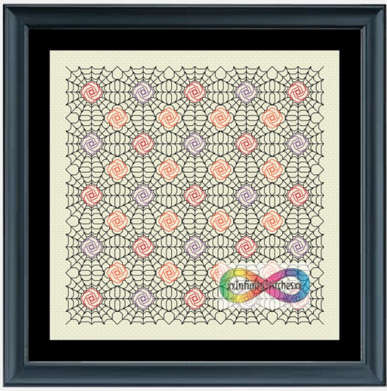 Roses in Spider Webs Blackwork Chart - Etsy