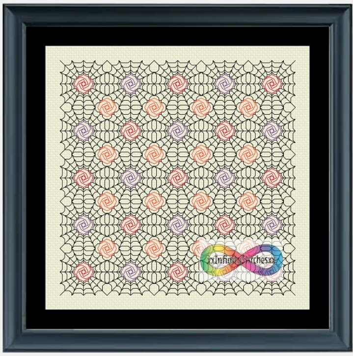 Roses in Spider Webs Blackwork Chart - Etsy