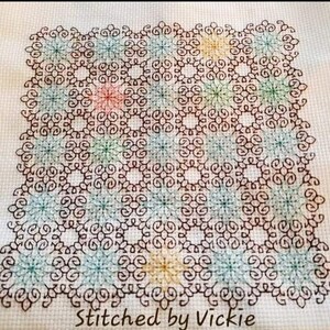 Fancy Swirly Lace Panel Blackwork Chart - Etsy