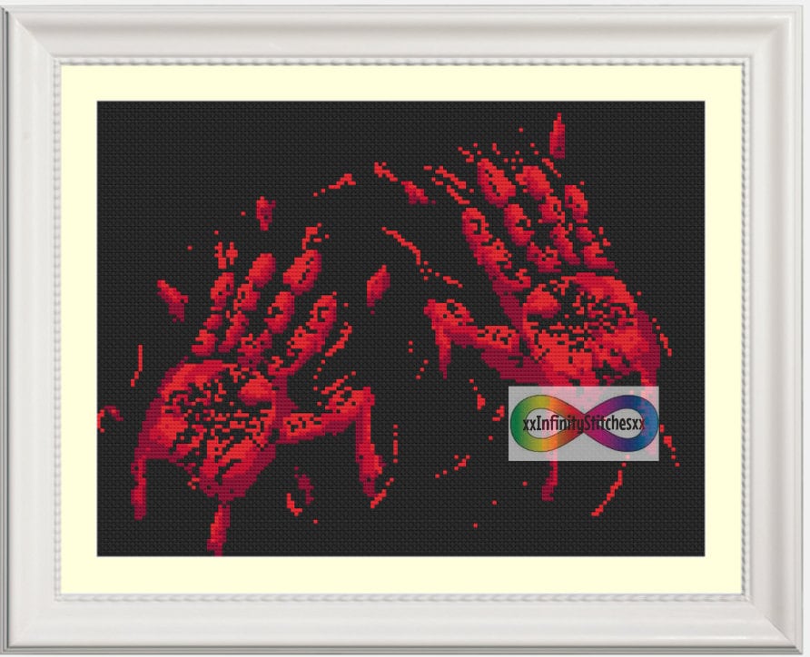 Blood Handprints Cross Stitch Chart - Etsy