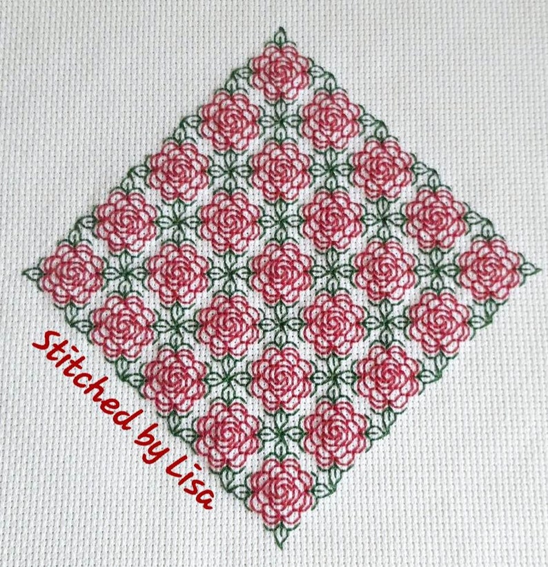 Roses Lace Diamond Blackwork Chart - Etsy
