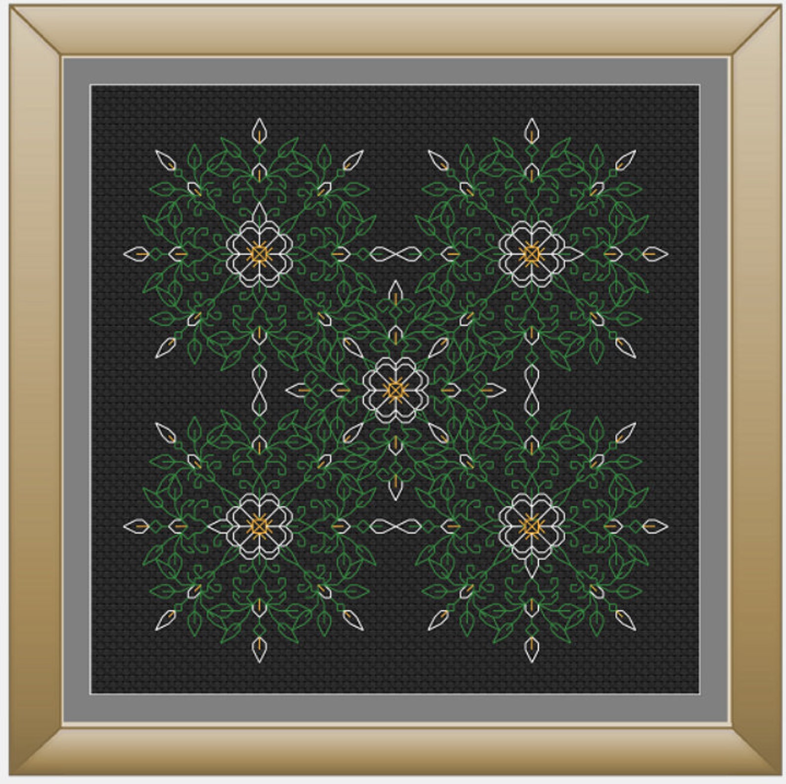 Fancy Floral Blackwork Chart | Etsy