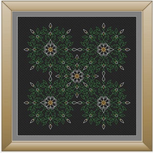 Fancy Floral Blackwork Chart - Etsy