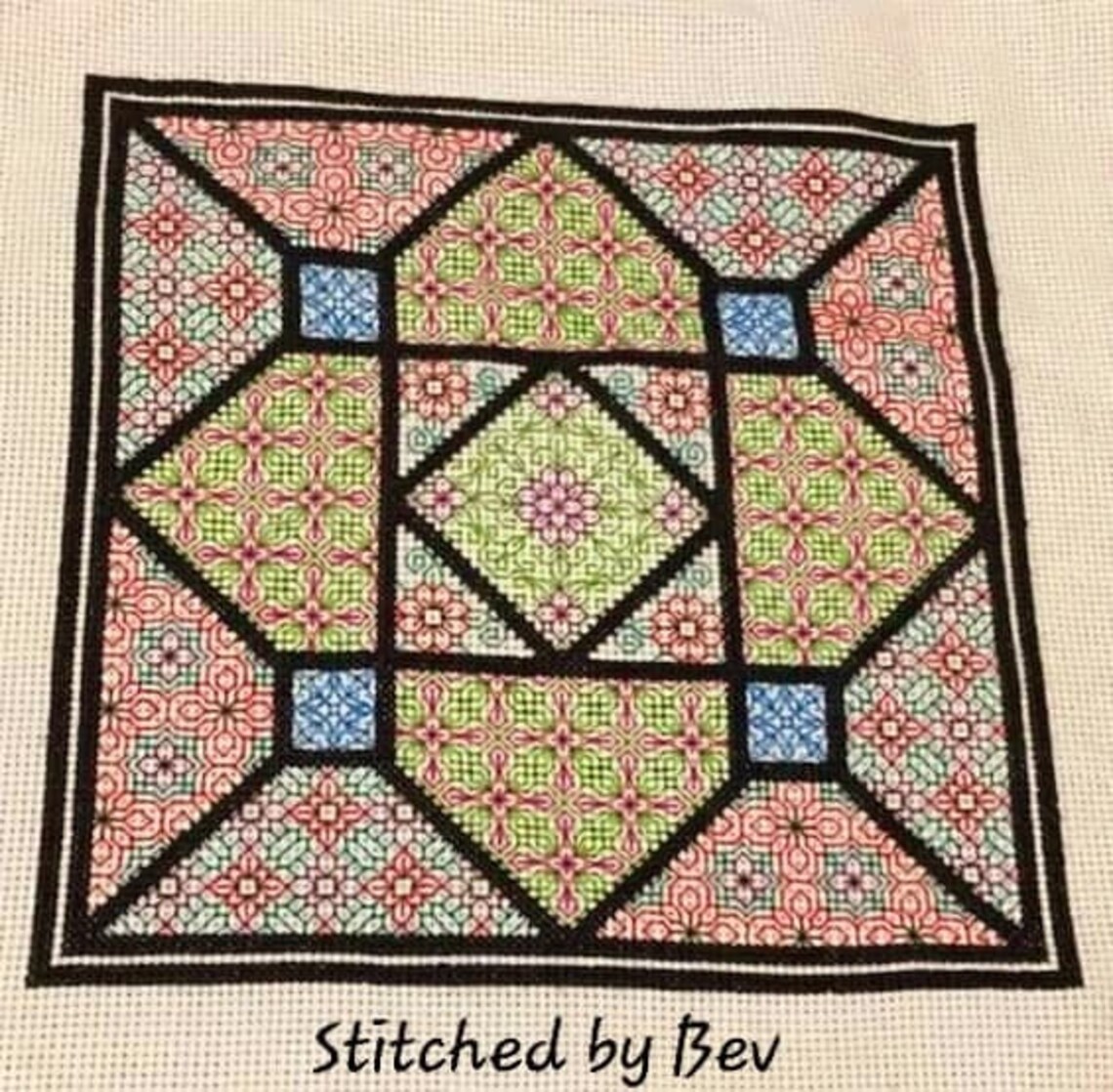 Square Floral Blackwork Sampler Blackwork Chart - Etsy