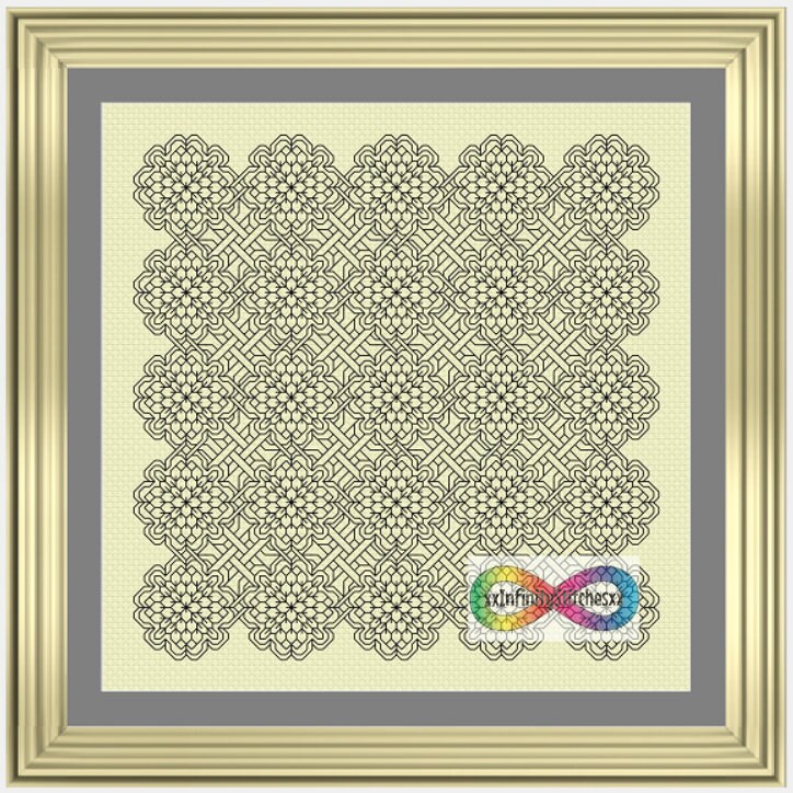 Woven Ribbon Flower Tiles Blackwork Chart - Etsy