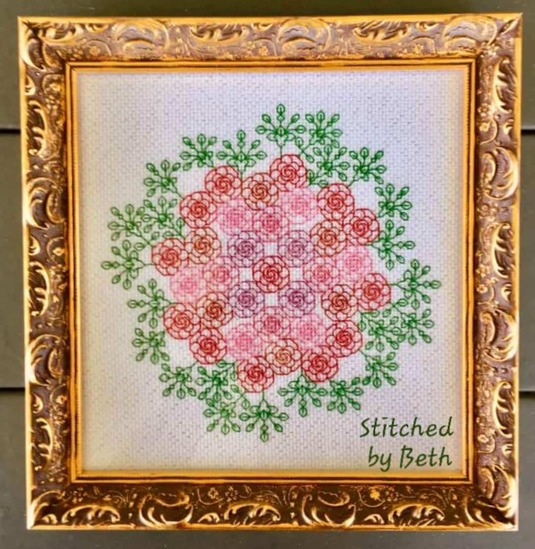 Bouquet of Pink Roses Blackwork Chart - Etsy