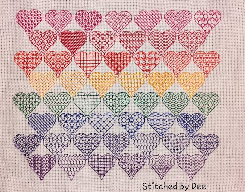 52 Blackwork Hearts Blackwork Chart - Etsy