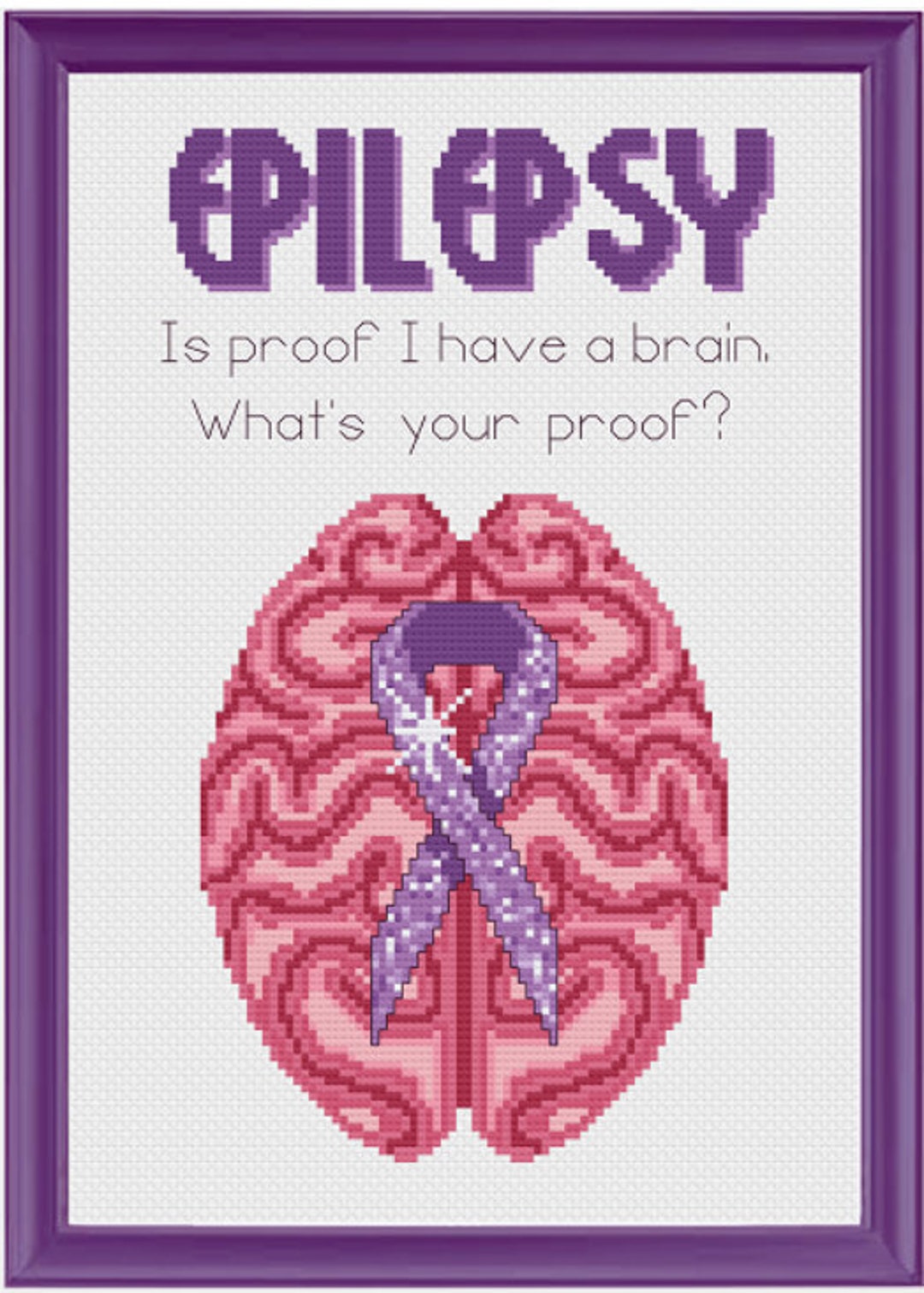Epilepsy Awareness Ribbon Cross Stitch Chart - Etsy
