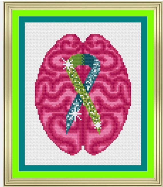 Depression and Anxiety Awareness Ribbon Cross Stitch Chart | Etsy