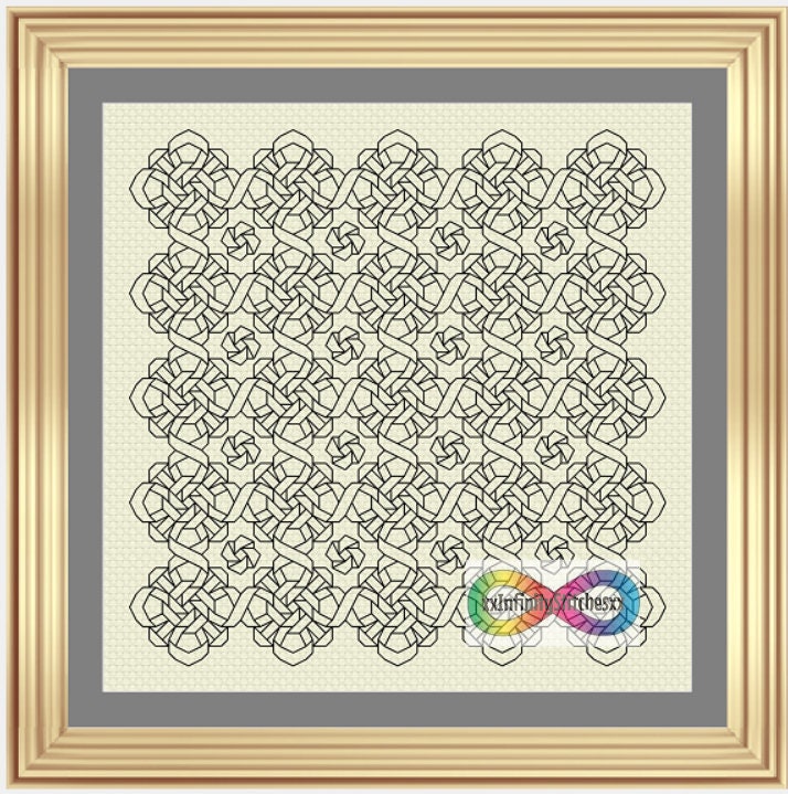 Linked Ribbon Flowers Blackwork Chart - Etsy