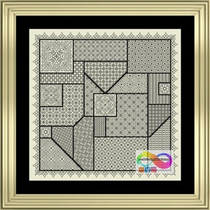 Crazy Patchwork Sampler Blackwork Chart - Etsy