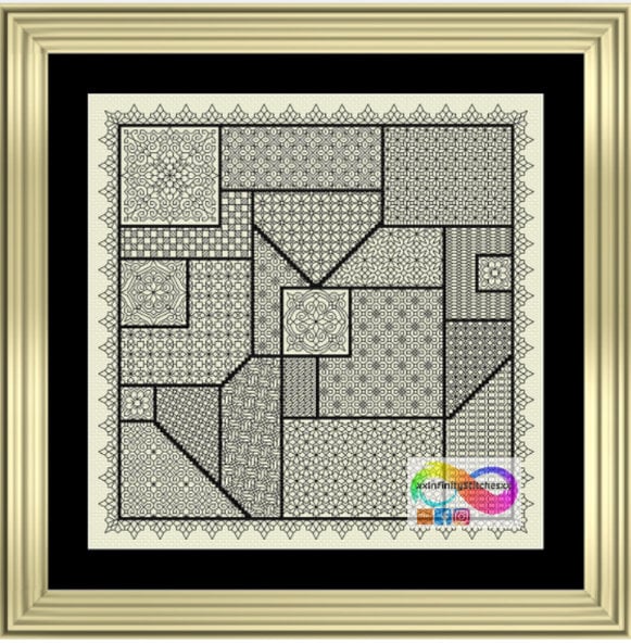 Crazy Patchwork Sampler Blackwork Chart - Etsy UK