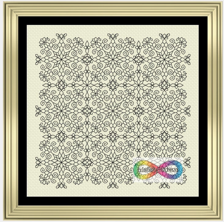 Floral Stars Lace Blackwork Chart - Etsy