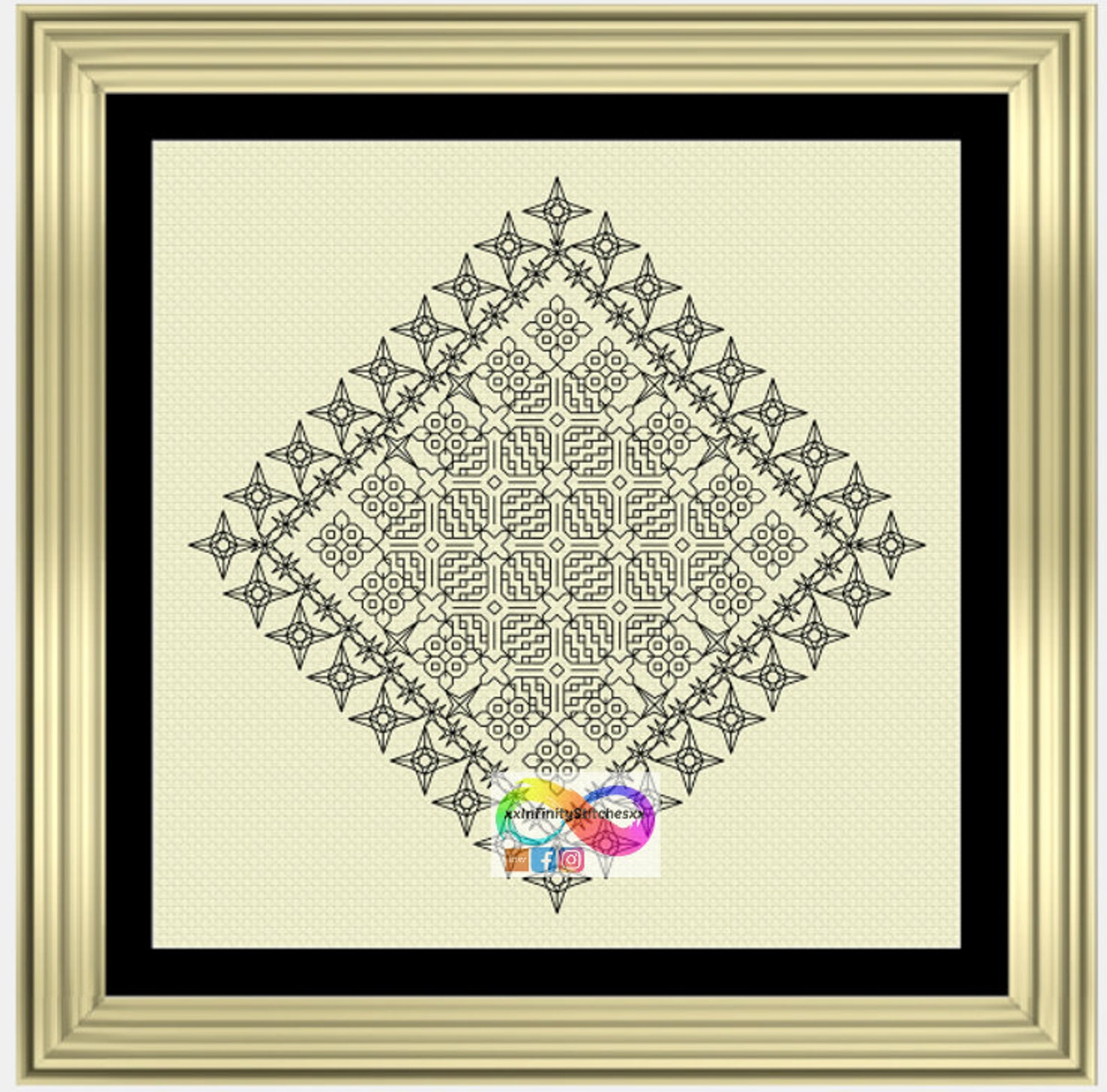 Diamond Stars and Shapes Blackwork Chart - Etsy